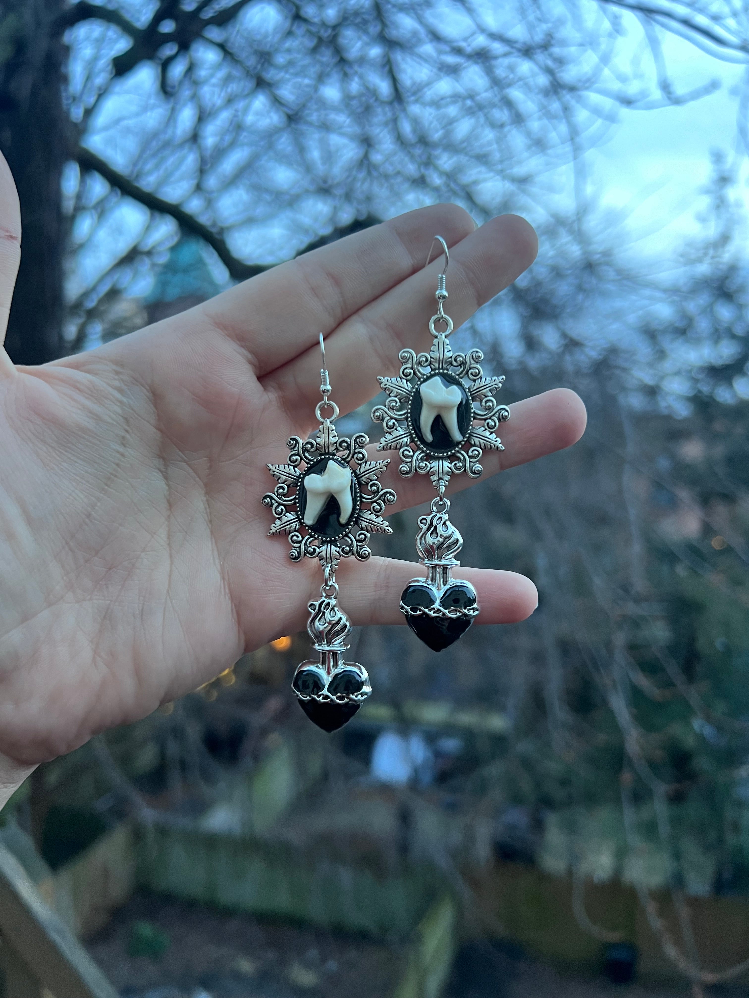 Sacred Heart Raccoon Tooth Earrings – Osteal Blossoms